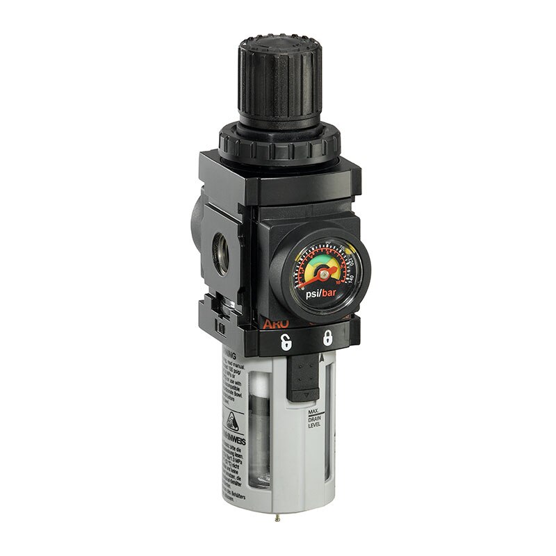 ARO 1/4 in. NPT Relieving Air Filter-Regulator, Flush-mount gauge, 0 ...