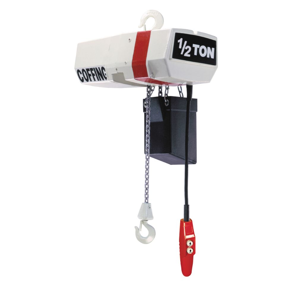 Coffing EC Electric Chain Hoist, 1/2 Ton, 10' Lift, 32 FPM, 115/230-1 ...