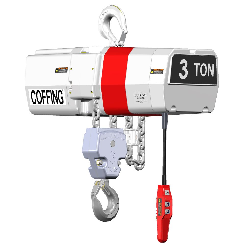Coffing EC Electric Chain Hoist, 3 Ton, 15' Lift, 5 FPM, 230/460-3-60 ...