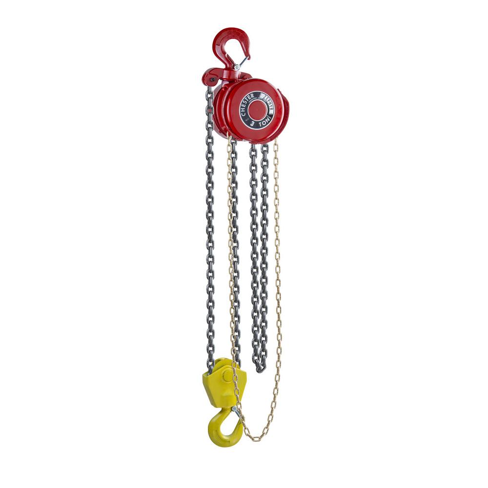 Chester 130-0300 | Zephyr Hook Suspended Hand Chain Hoist, 3T, 8' Lift ...