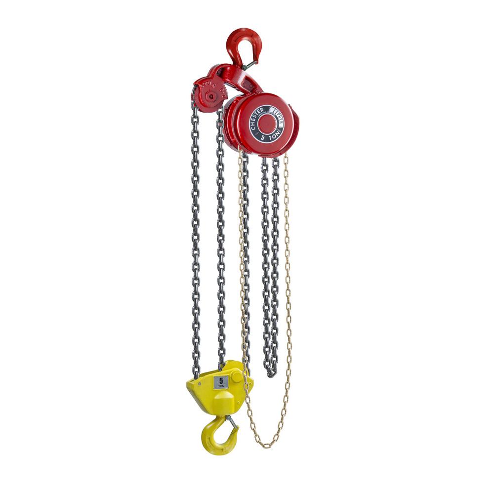 Chester 130-0500 | Zephyr Hook Suspended Hand Chain Hoist, 5T, 8' Lift ...