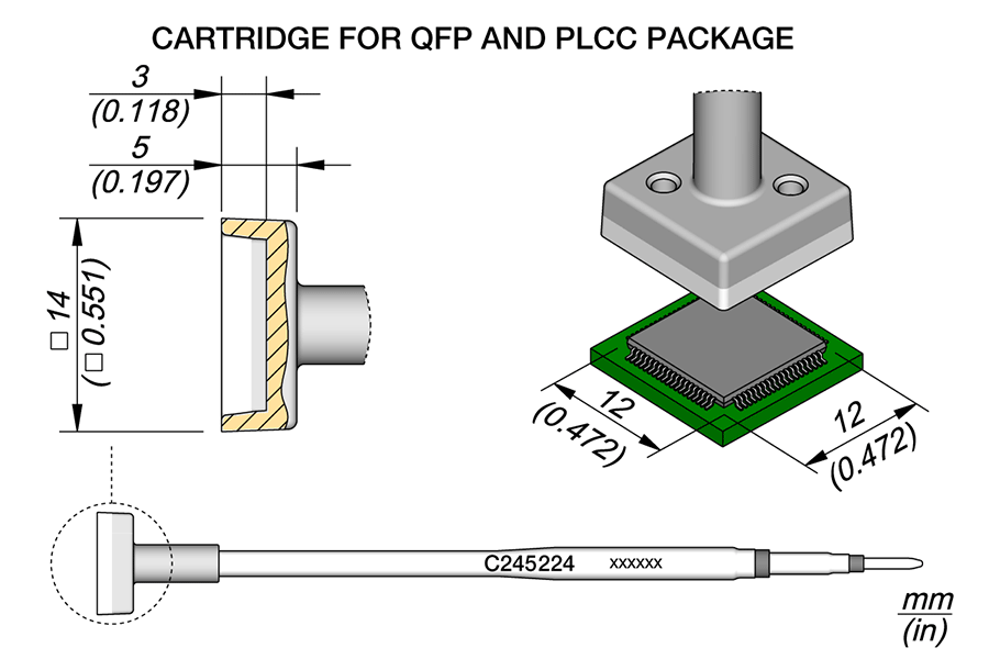 JBC C245224 Cartridge, QFP 12.0 x 12.0 - Flexible Assembly Systems