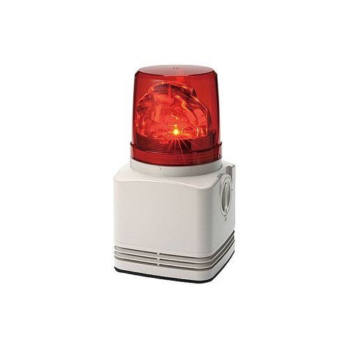 Patlite RFT-100E-R Rotating Beacon With 4-Channel Alarm With 32 Pre-Programmed Sounds; Red ...