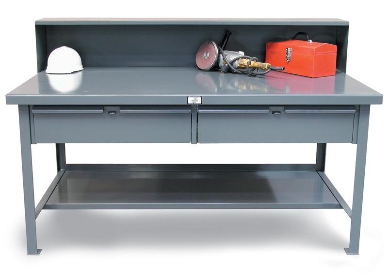 2 drawer Shop Table with riser shelf 10000 lb capacity, 72 x 36 x 34 in ...