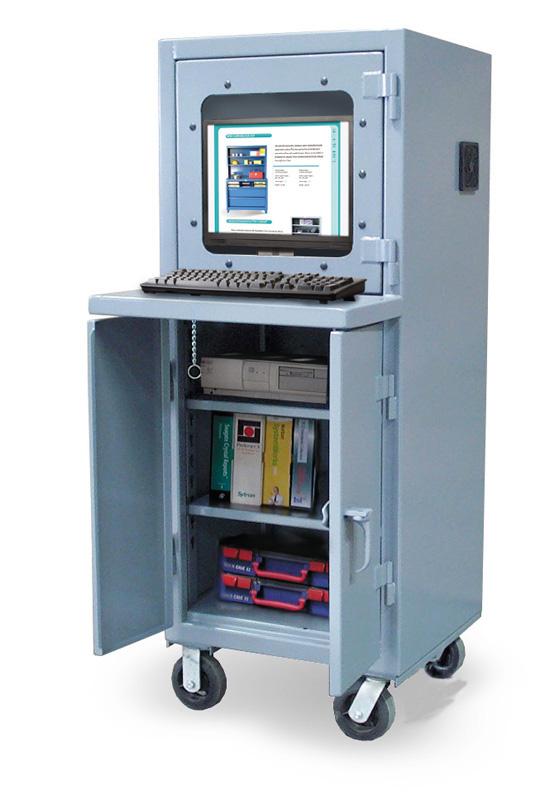 2 shelf Mobile Computer Cabinet with welded shelf 1900 lb capacity, 26 ...