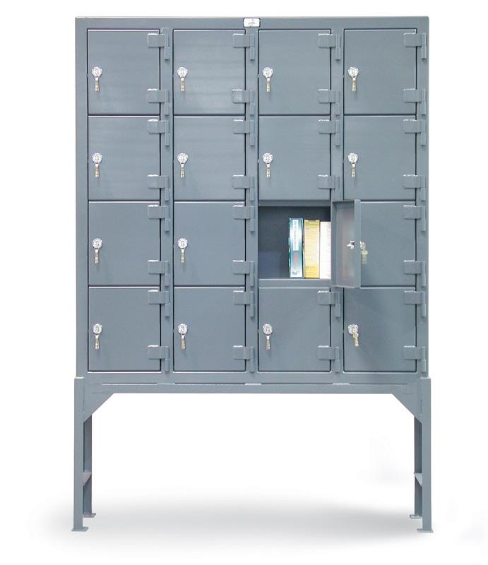 Locker, 16 compartments and key locks, 58 x 12 x 84 1/4 in. - 54-16D ...