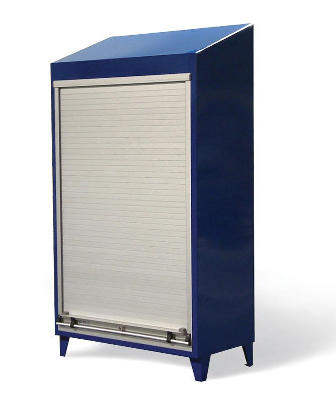 4 shelf slope top Roll-Up Cabinet, 1200 lb capacity, 48 x 24 x 72 in ...