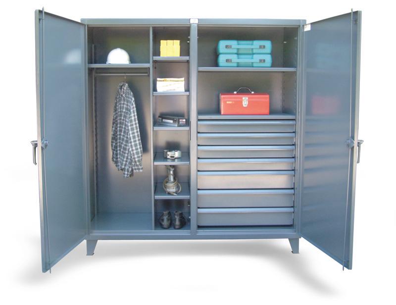 8 shelf 7 drawer Uniform Cabinet, double shift, 400 lb capacity, 72 x ...
